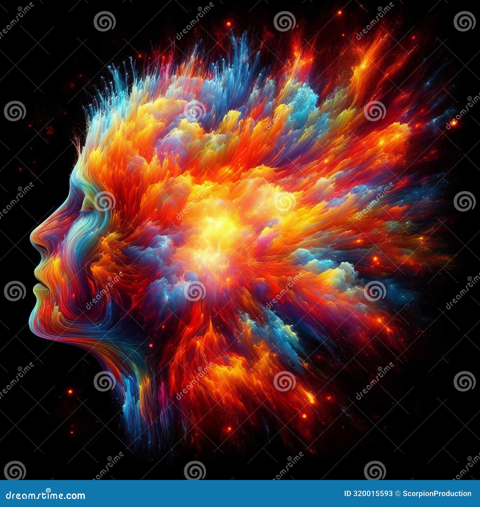 Exploding Mind Concept Art stock image. Image of psychological - 320015593