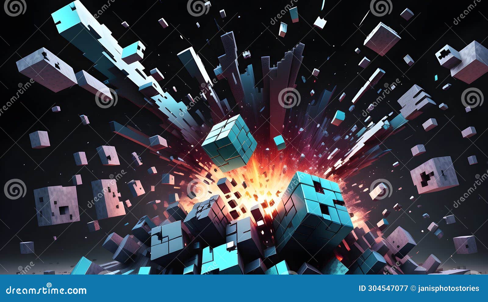 Exploding Minecraft Colorful Cubes. Minecraft Blocks. Minecraft ...