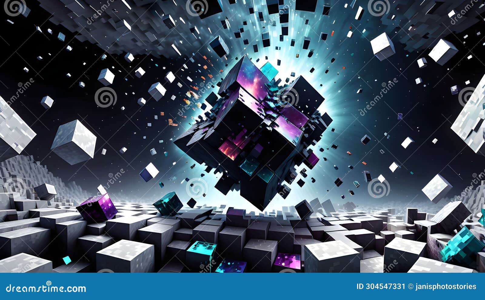 Exploding Minecraft Colorful Cubes. Minecraft Blocks. Minecraft ...