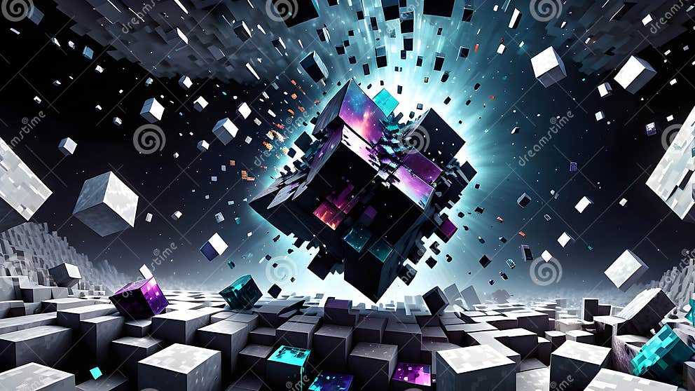 Exploding Minecraft Colorful Cubes. Minecraft Blocks. Minecraft ...