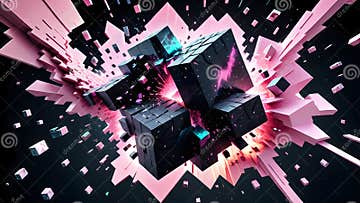 Exploding Minecraft Colorful Cubes. Minecraft Blocks. Minecraft ...