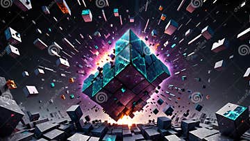 Exploding Minecraft Colorful Cubes. Minecraft Blocks. Minecraft ...