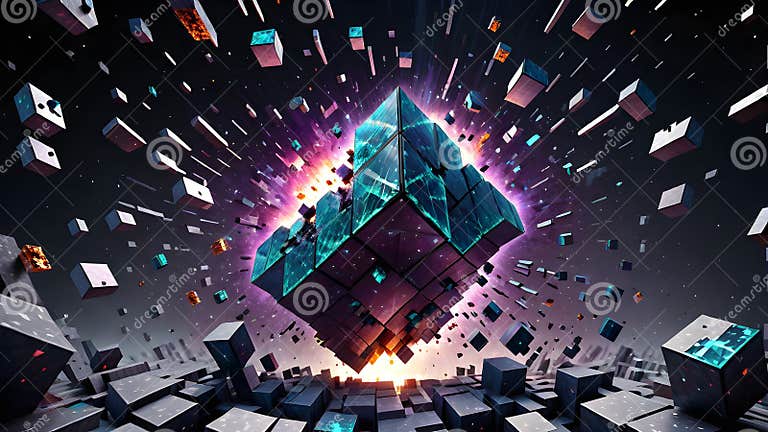 Exploding Minecraft Colorful Cubes. Minecraft Blocks. Minecraft ...