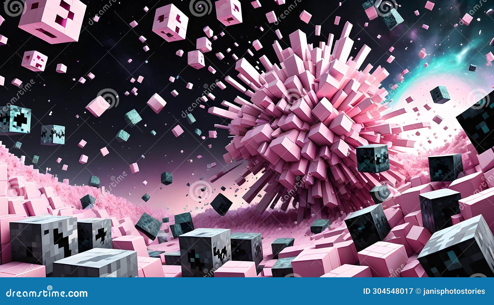 Exploding Minecraft Colorful Cubes. Minecraft Blocks. Minecraft ...