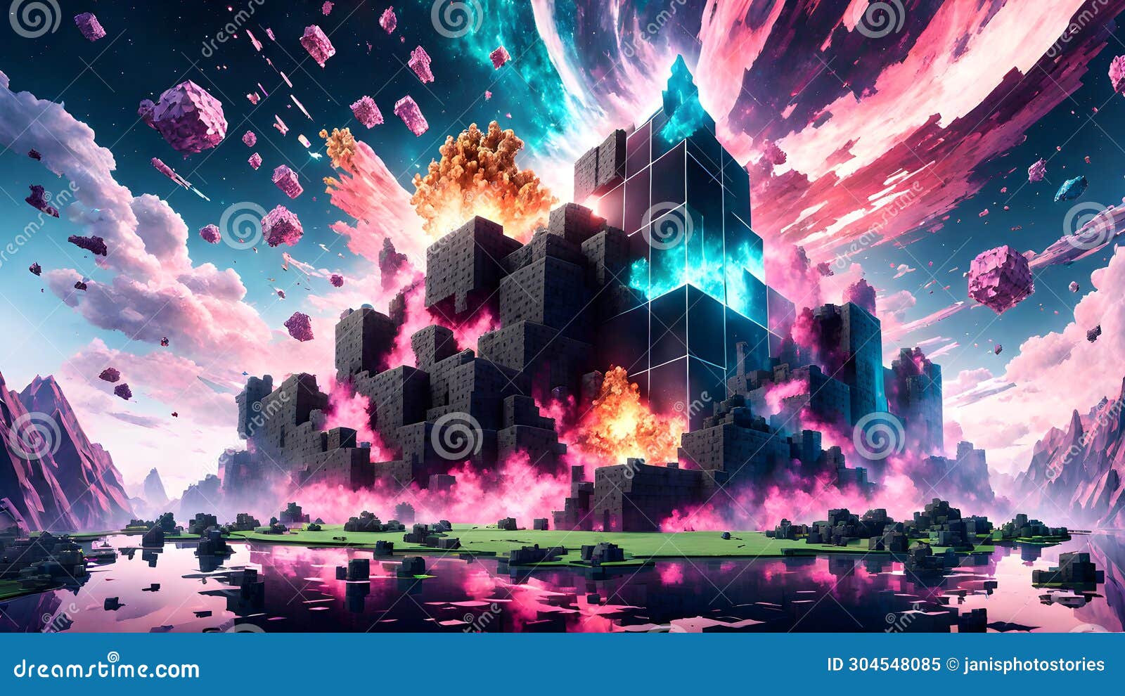 Exploding Minecraft Colorful Cubes. Minecraft Blocks. Minecraft ...