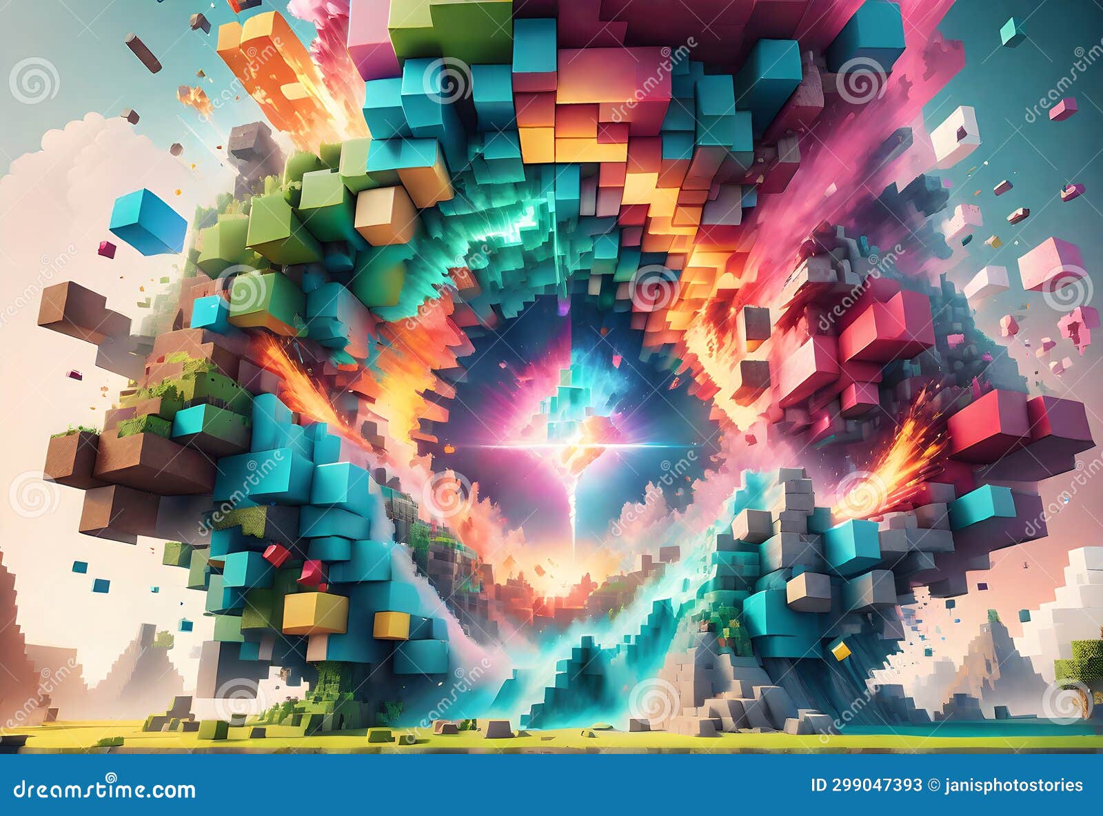 Exploding Minecraft Colorful Cubes Paint and Splashes. Minecraft ...