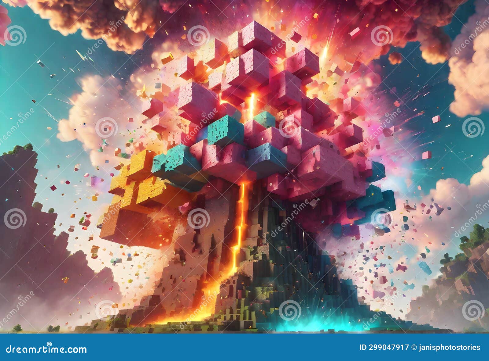 Exploding Minecraft Colorful Cubes Paint and Splashes. Minecraft ...
