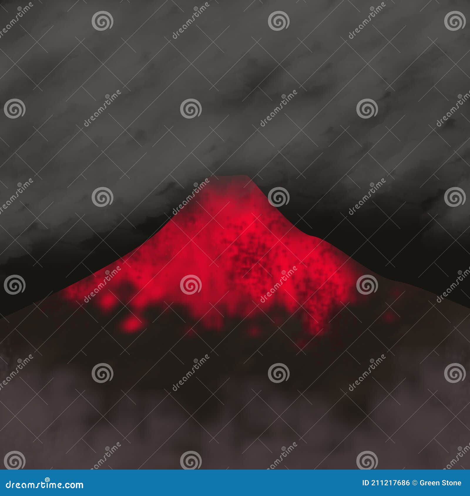 An Exploding Mountain in the Night Stock Illustration - Illustration of ...