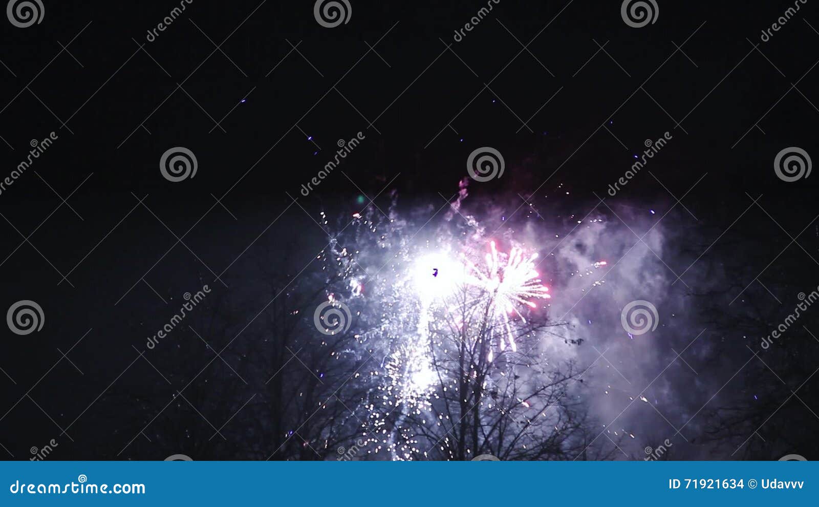 Exploding Multi Colored Fireworks in Night Sky. Blow Up. Illuminations ...