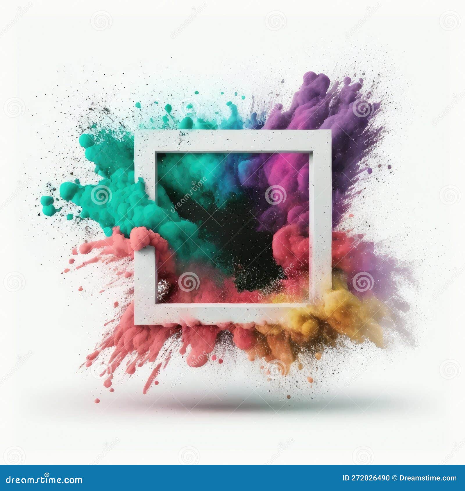 Exploding of Multicolor Powder Color in Square Shape with Background ...
