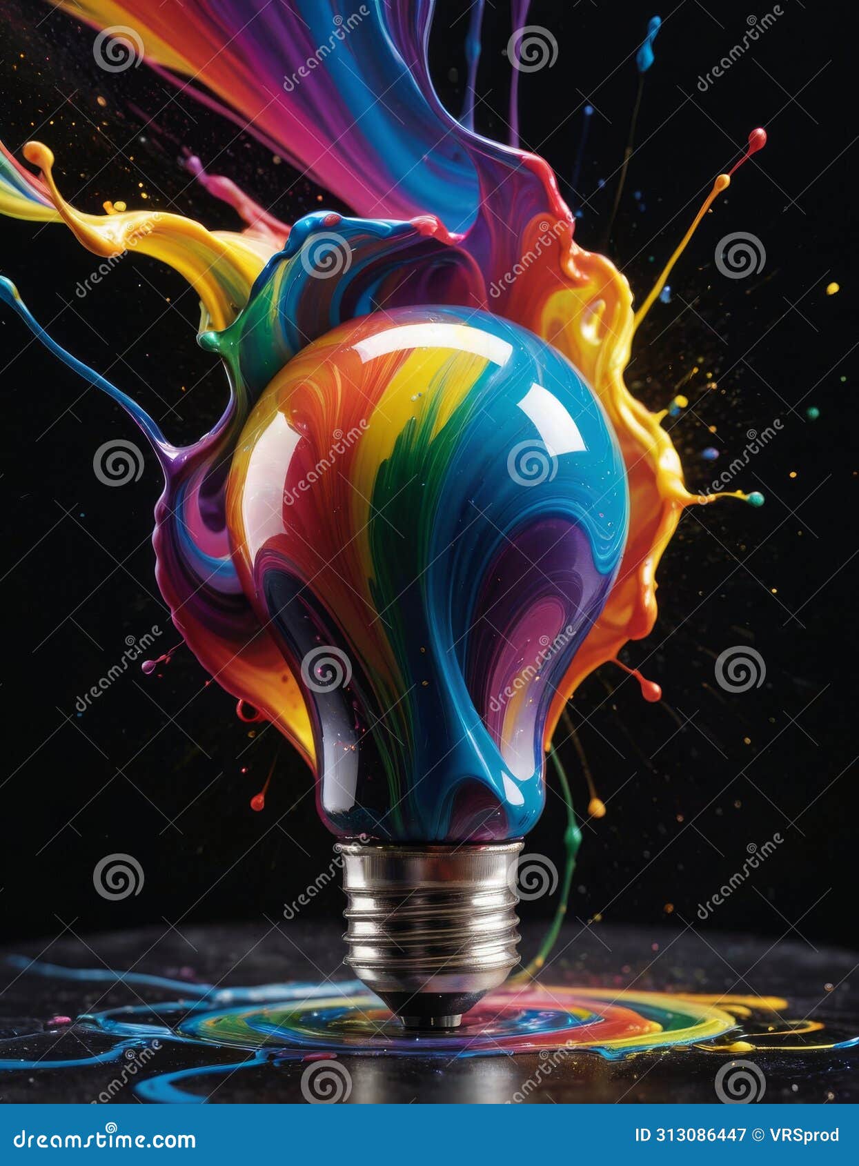 Exploding Paint Lightbulb Concept Stock Image - Image of paint ...
