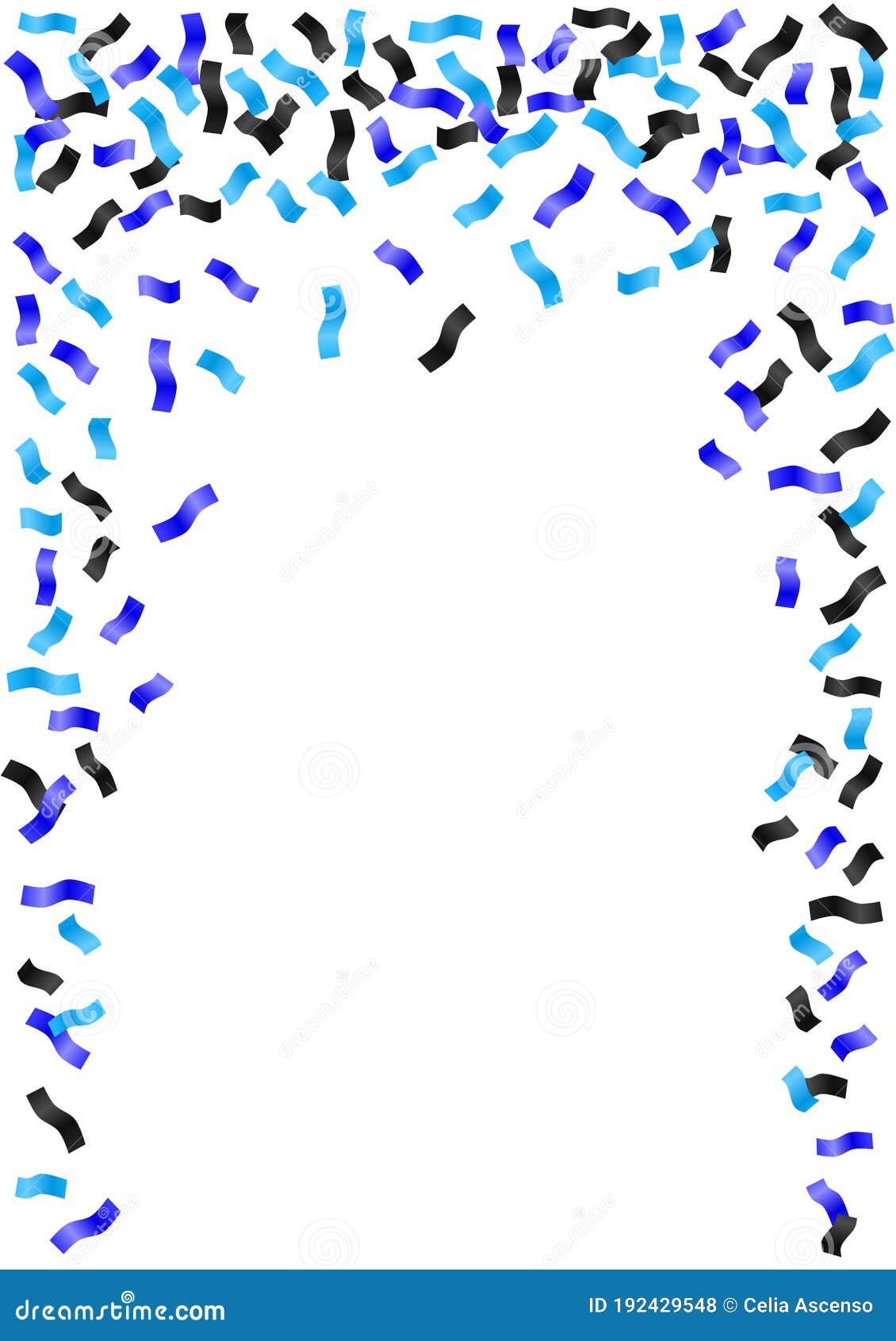 Party Ribbon Confetti Falling Frame Border Stock Photo - Illustration ...