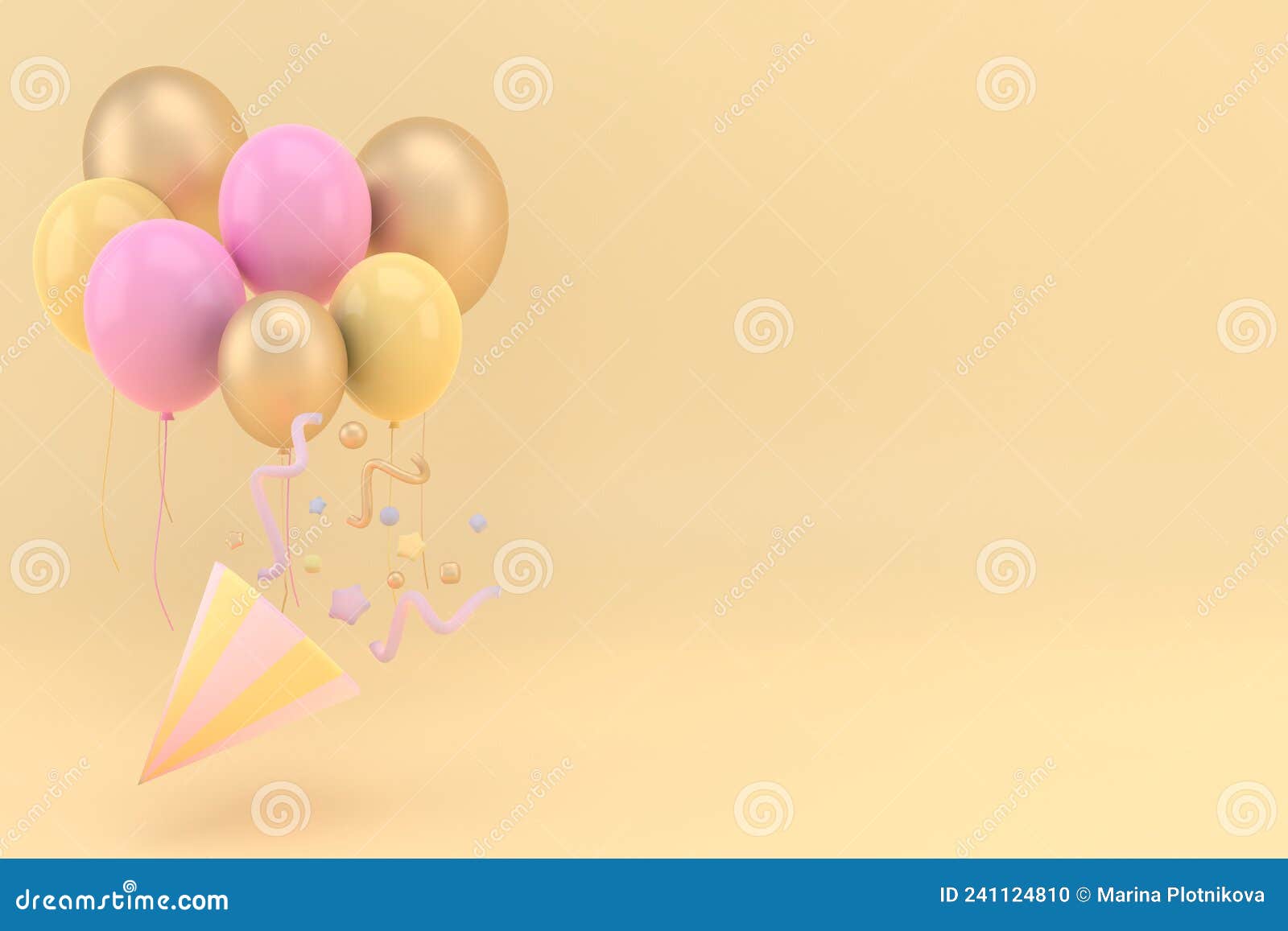 Exploding Party Popper Cone with Confetti Copy Space Text, Birthday and ...