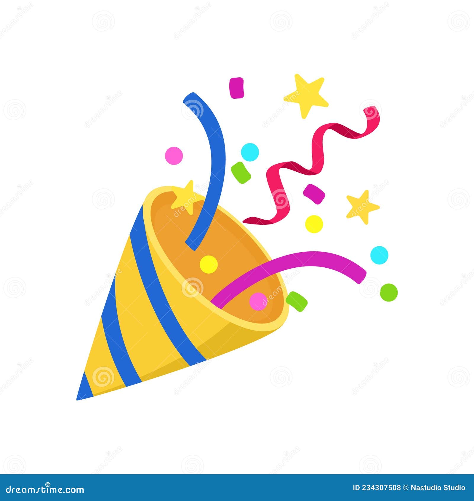 Exploding Party Popper with Confetti. Celebration Concept. Vector ...