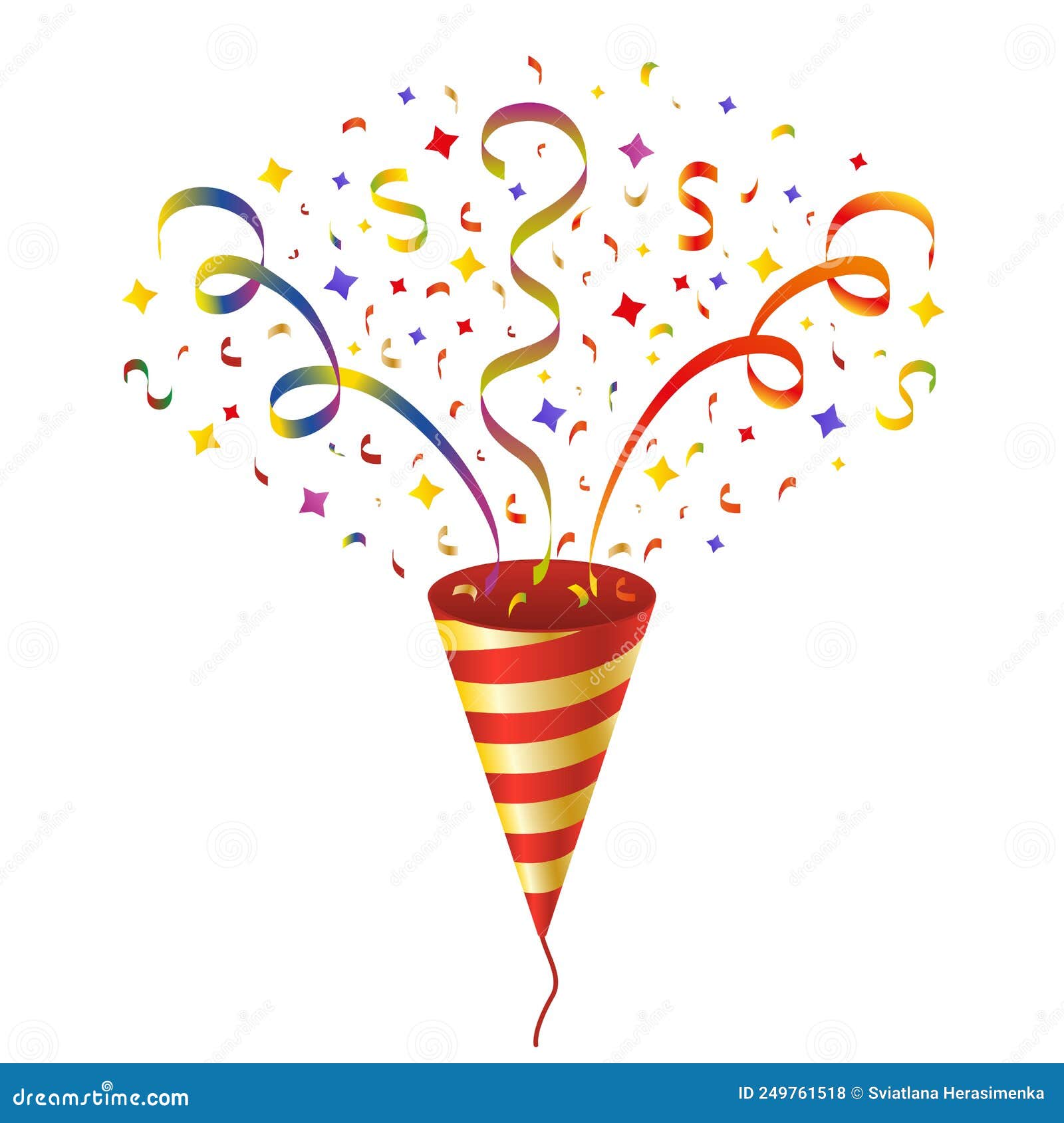 Exploding Party Popper with Confetti . Isolated Vector Illustration ...