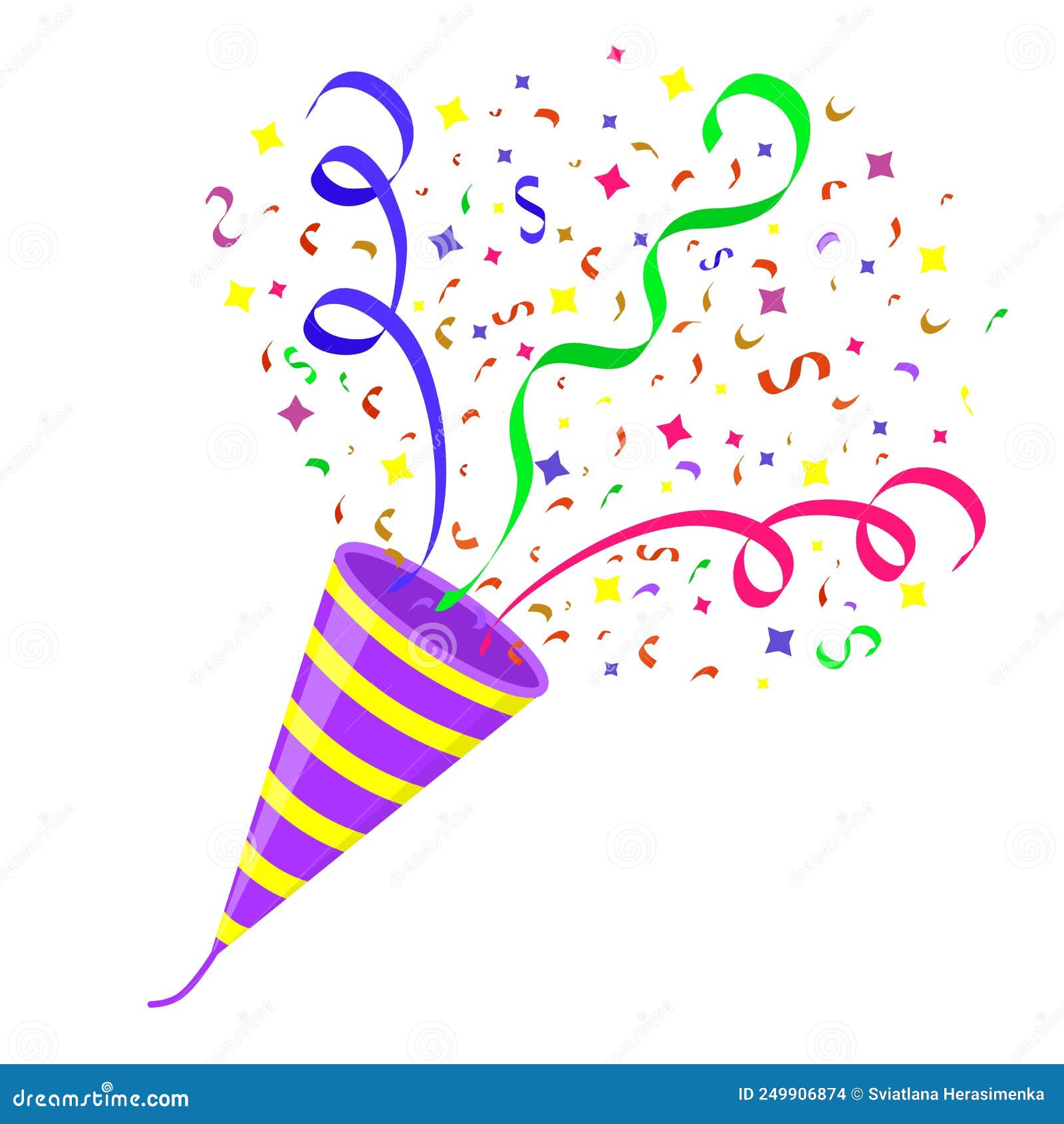 Exploding Party Popper with Confetti . Isolated Vector Illustration ...
