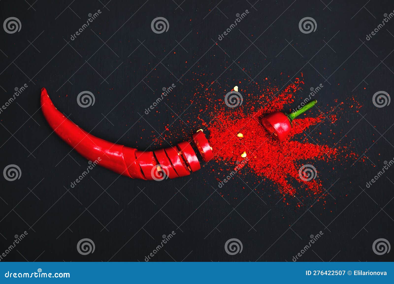 Exploding Pepper. Chili Pepper Turns into Powder Stock Image - Image of ...