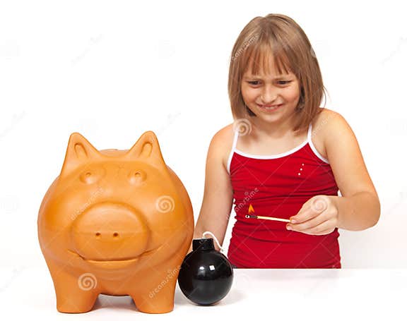 Exploding the piggy bank stock image. Image of bank, bomb - 15398937