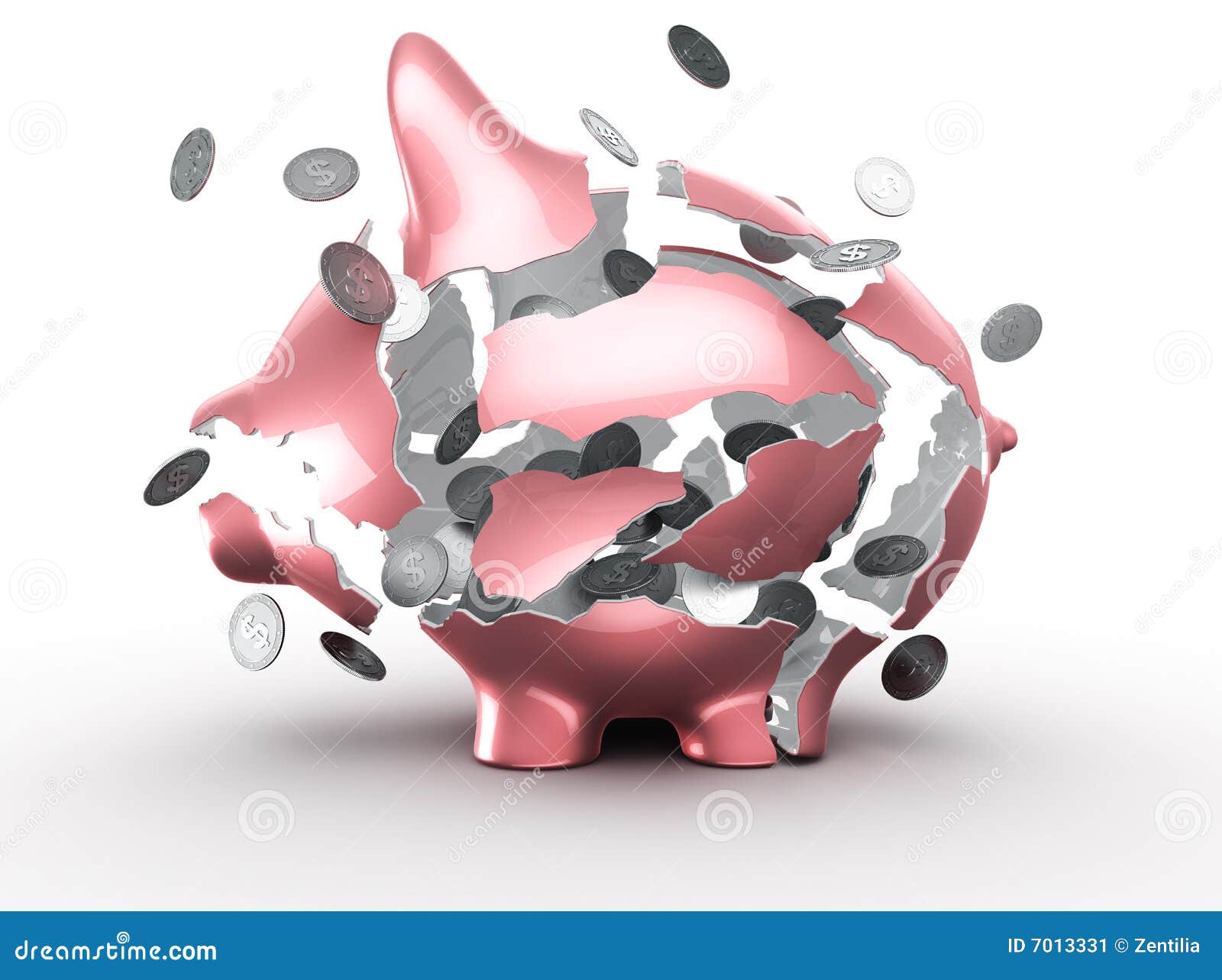 Exploding piggy bank stock illustration. Illustration of debt - 7013331