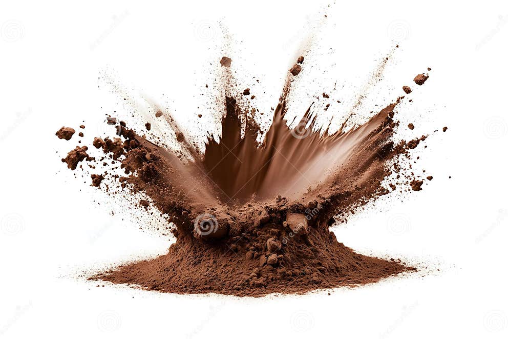 Exploding Pile of Cocoa Powder, Brown Powder Splash on White Background ...