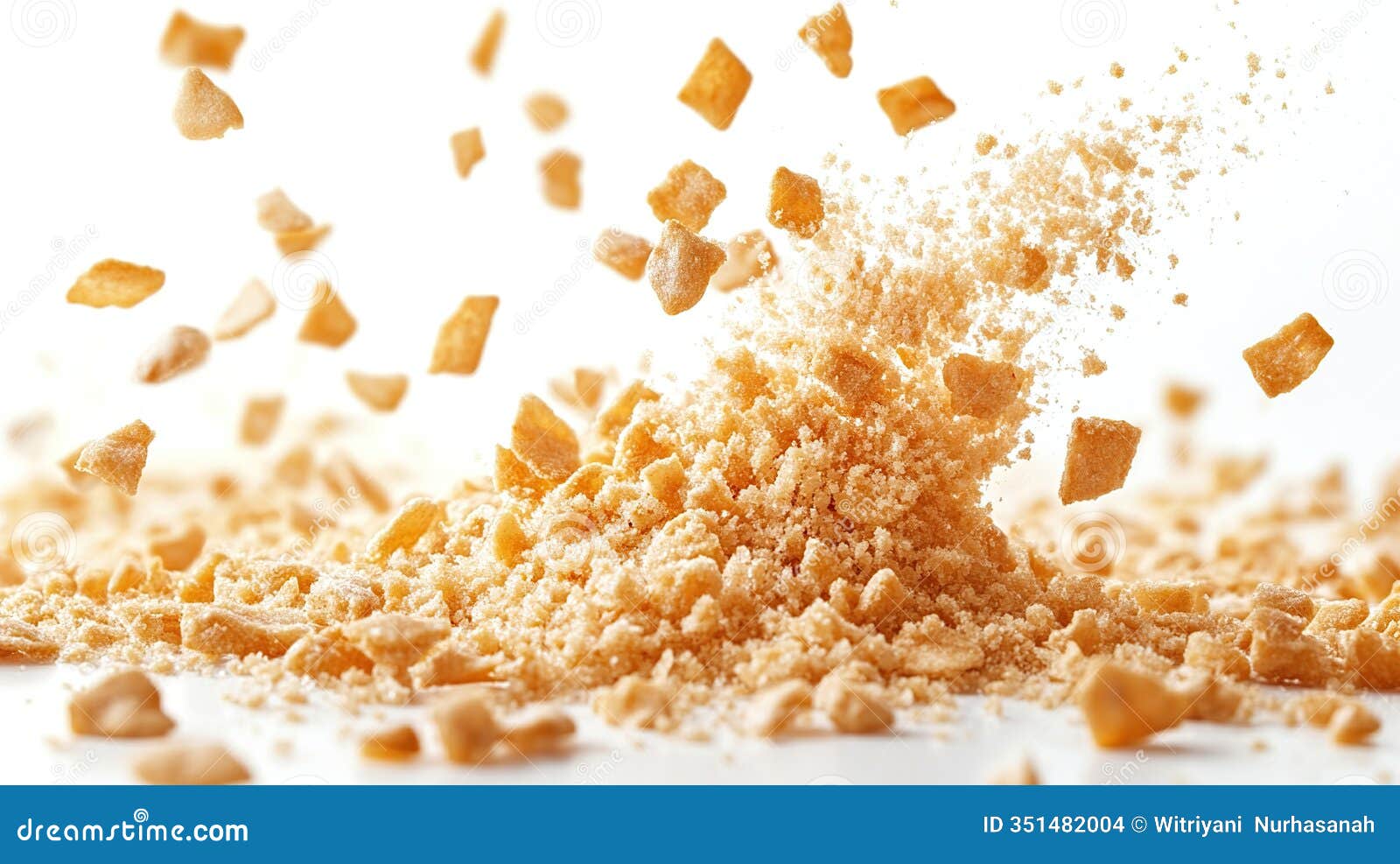 Exploding Pile of Crunchy, Light Orange, Square-shaped Cereal Pieces ...