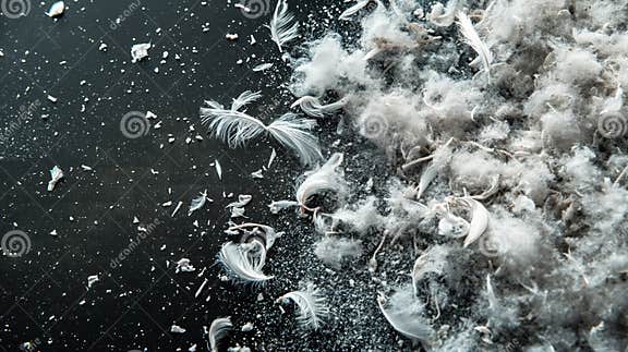 Exploding Pillow with Feathers Stock Illustration - Illustration of ...