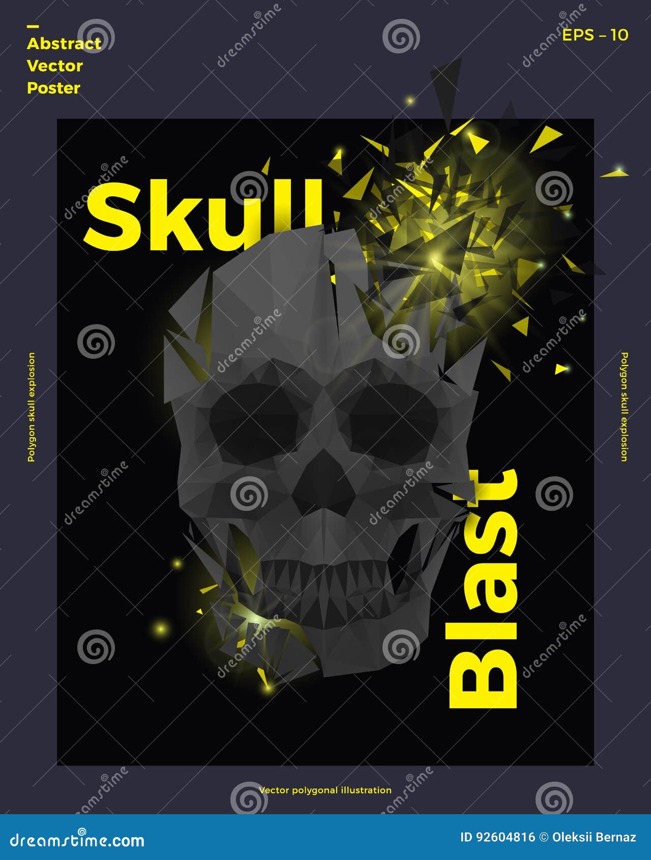 Exploding Polygonal Skull. Abstract Vector Poster Template. Modern ...