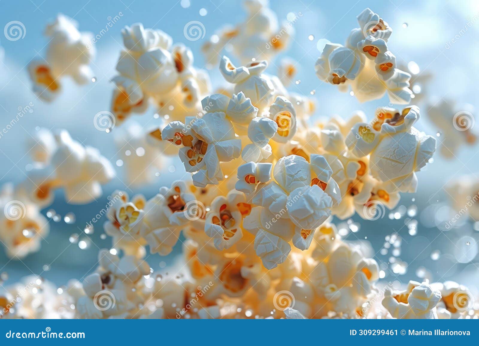 Exploding Popcorn Flies Up, Abstract Cinema Background. Generative AI ...