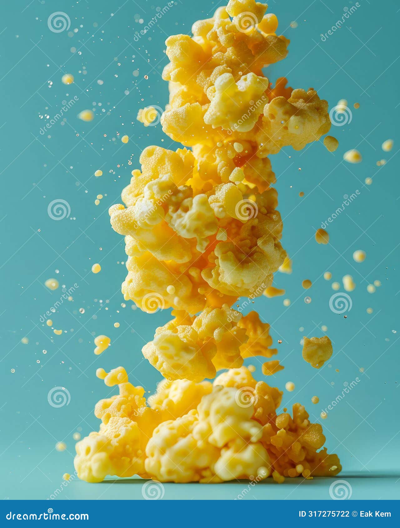 Dynamic Popcorn Cascade Buttered Kernels Spilling From Red Striped Bag ...