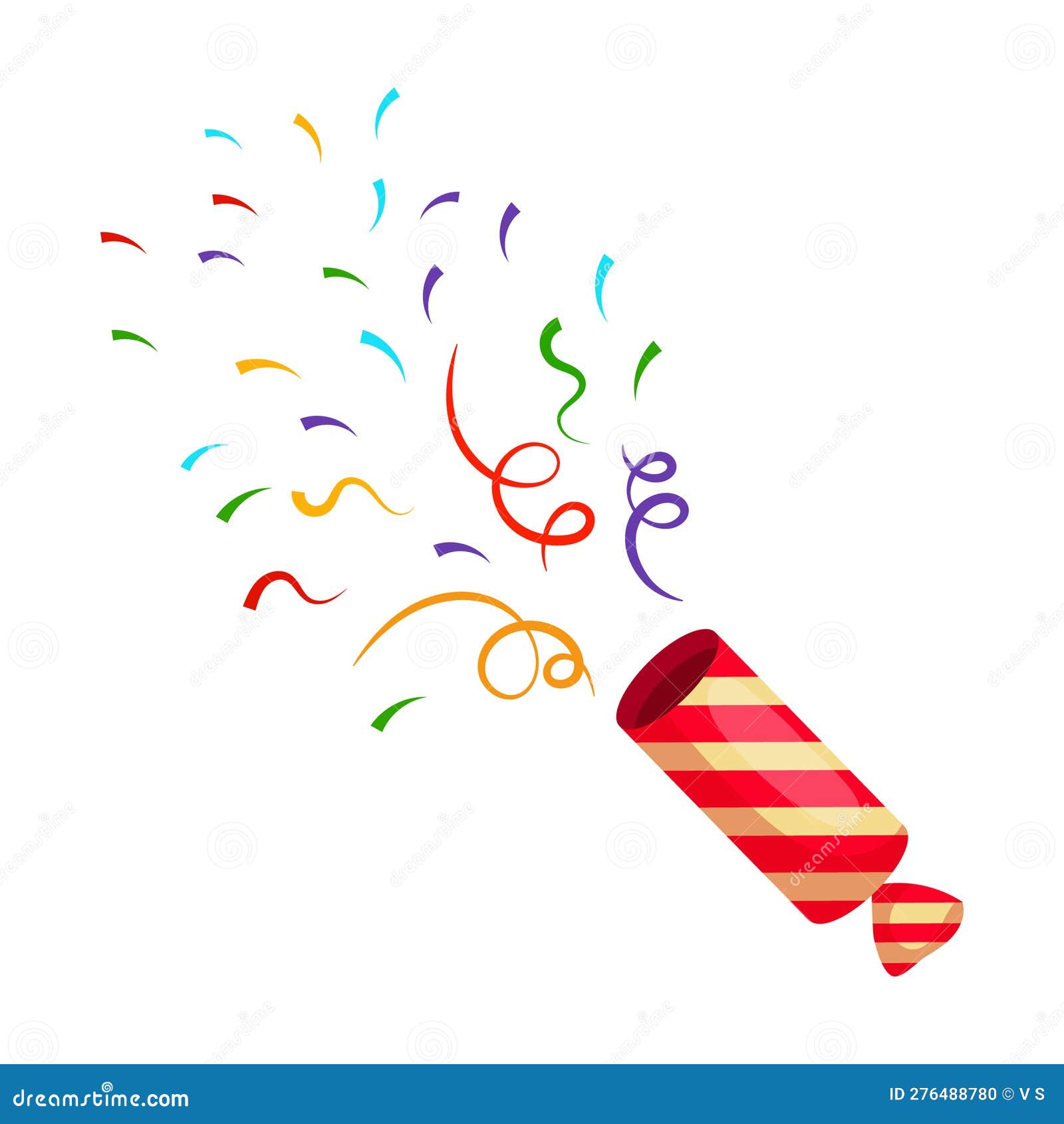 Exploding Popper with Confetti and Serpentine. Holiday Icon Stock ...