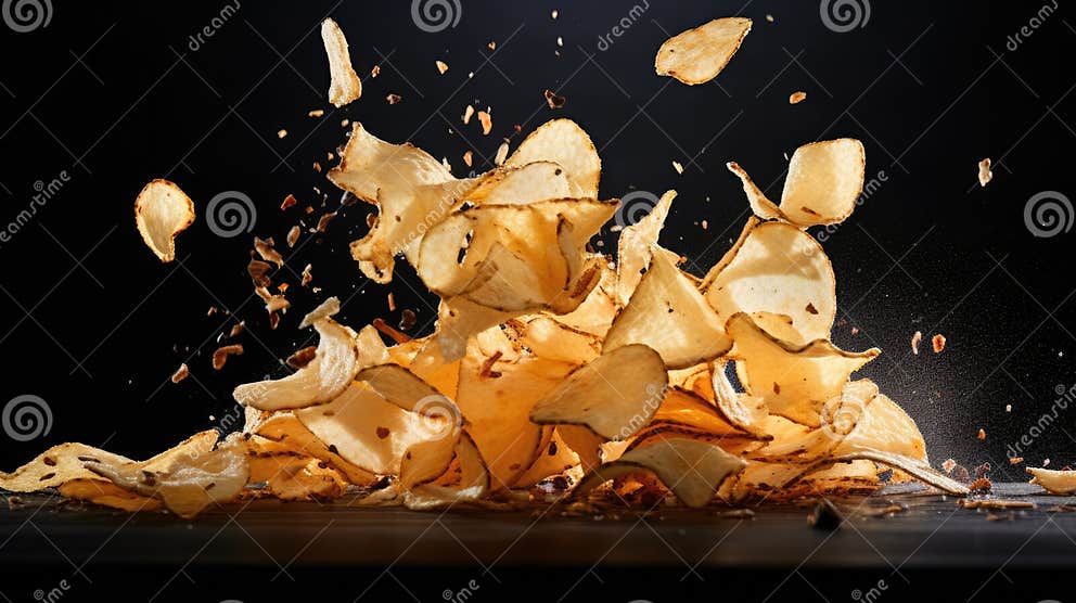 Exploding Potato Chips - Stock Concepts Stock Photo - Image of snack ...