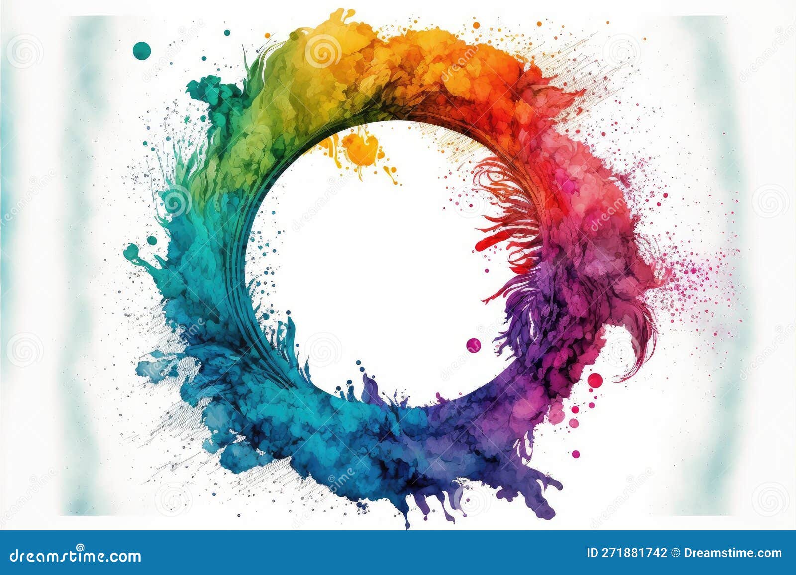 Exploding of Rainbow Colored Powder Explosion in Circle Shape Stock ...