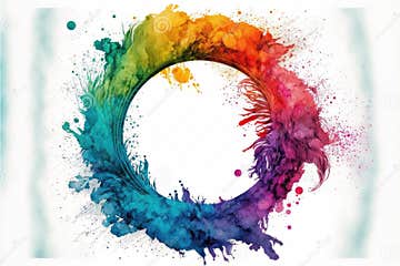 Exploding of Rainbow Colored Powder Explosion in Circle Shape Stock ...