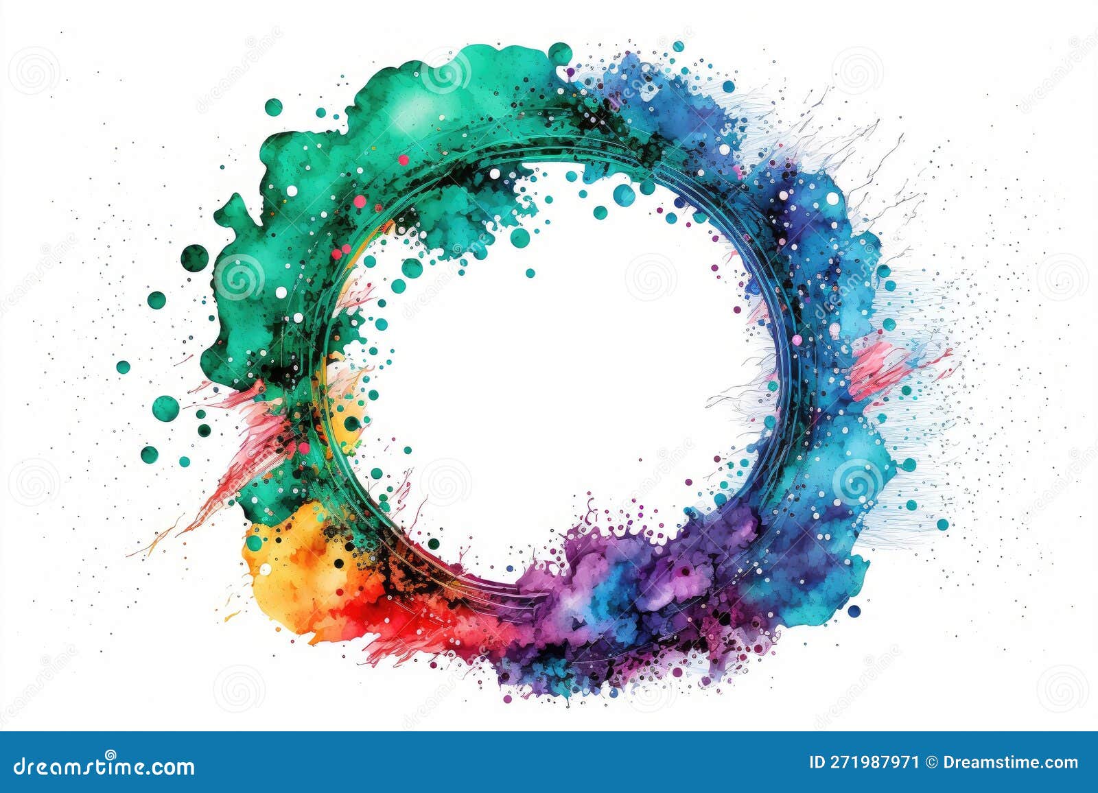 Exploding of Rainbow Colored Powder Explosion in Circle Shape Stock ...