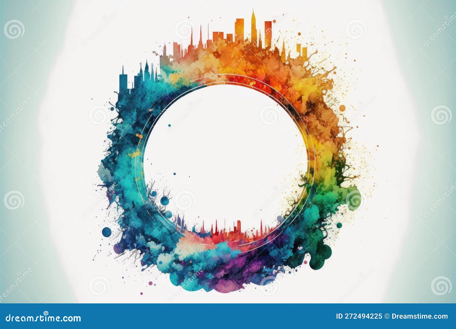 Exploding of Rainbow Colored Powder Explosion in Circle Shape Stock ...