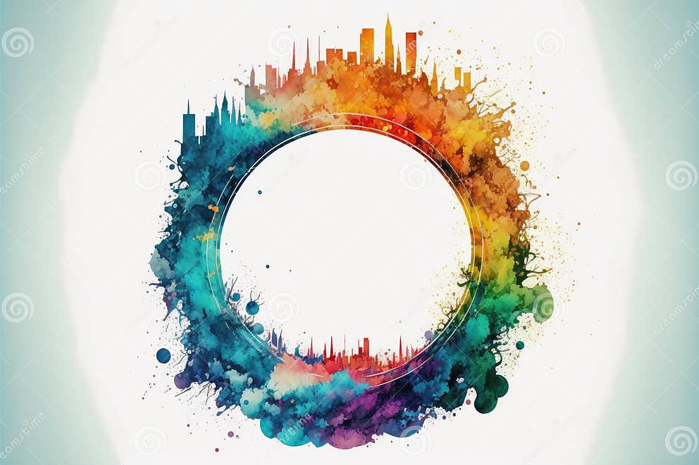 Exploding of Rainbow Colored Powder Explosion in Circle Shape Stock ...