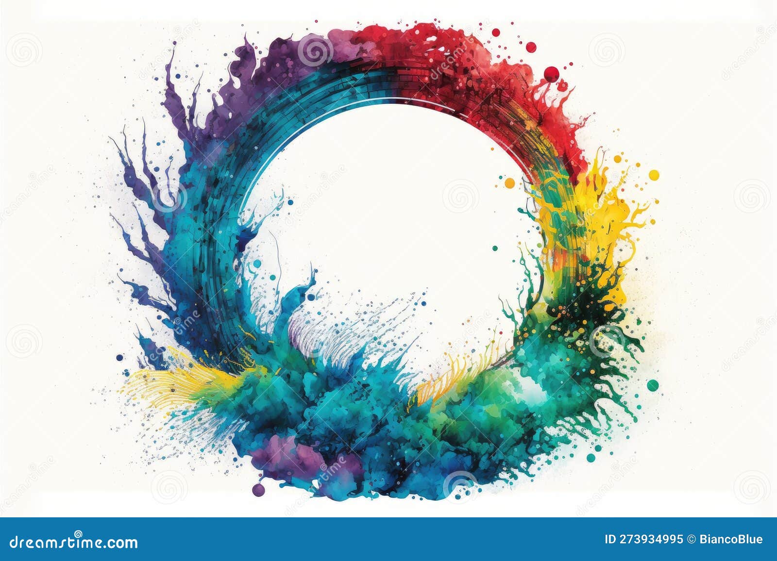 Exploding of Rainbow Colored Powder Explosion in Circle Shape Stock ...