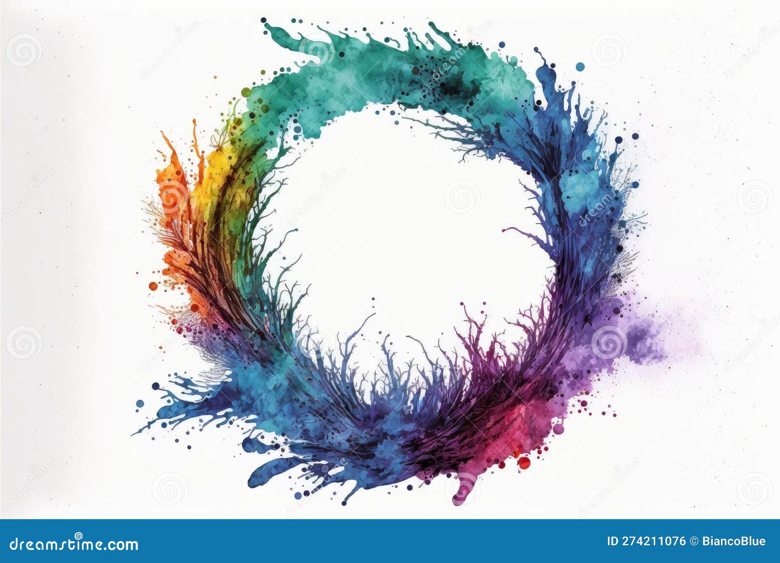 Exploding of Rainbow Colored Powder Explosion in Circle Shape Stock ...
