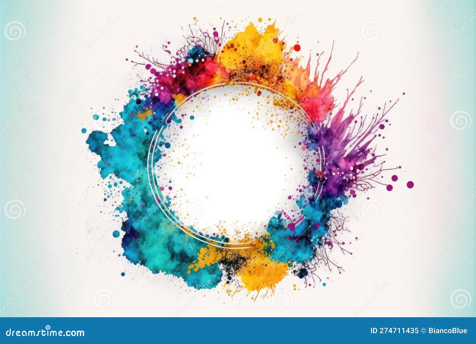 Exploding of Rainbow Colored Powder Explosion in Circle Shape Stock ...