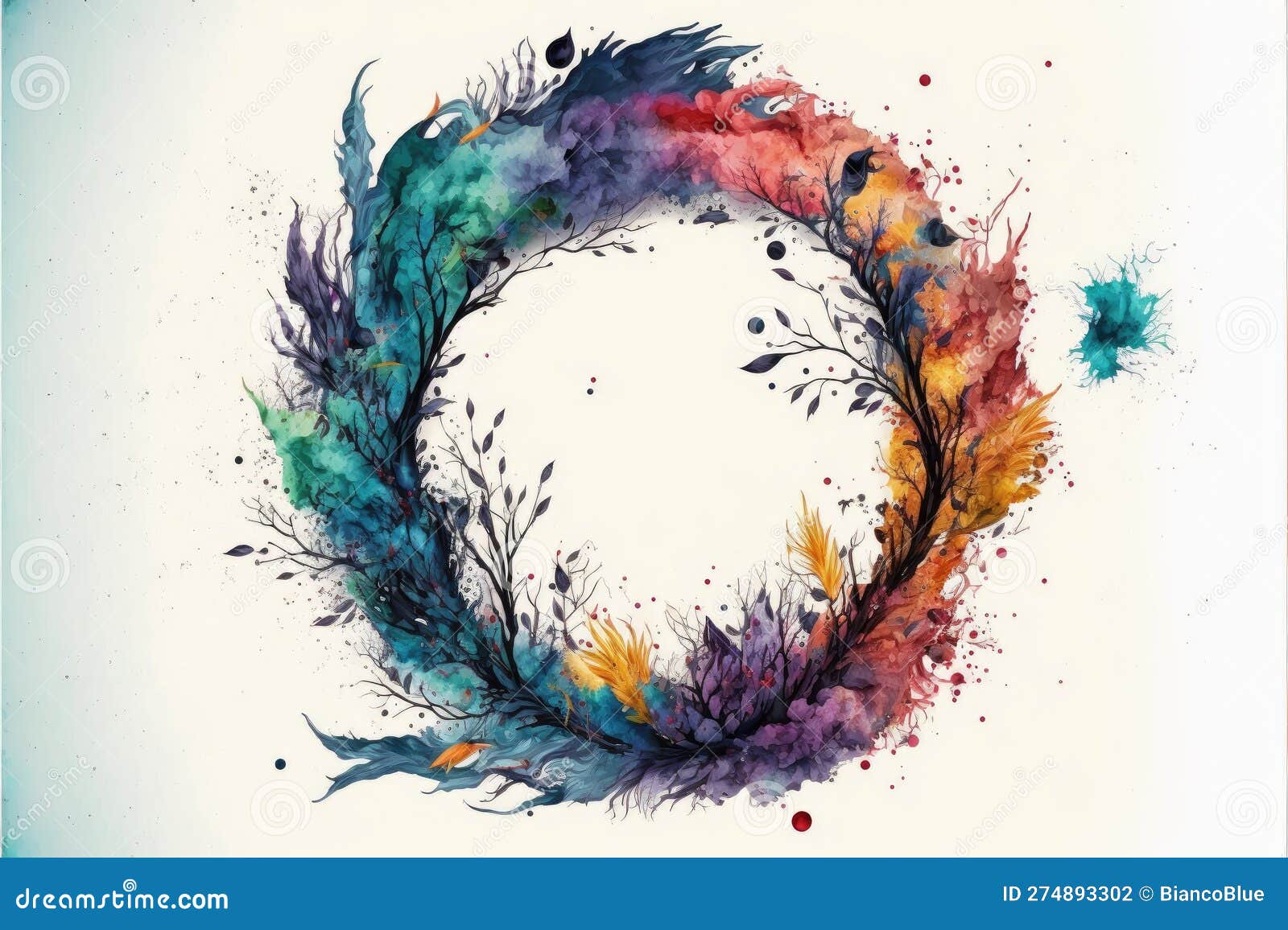 Exploding of Rainbow Colored Powder Explosion in Circle Shape Stock ...