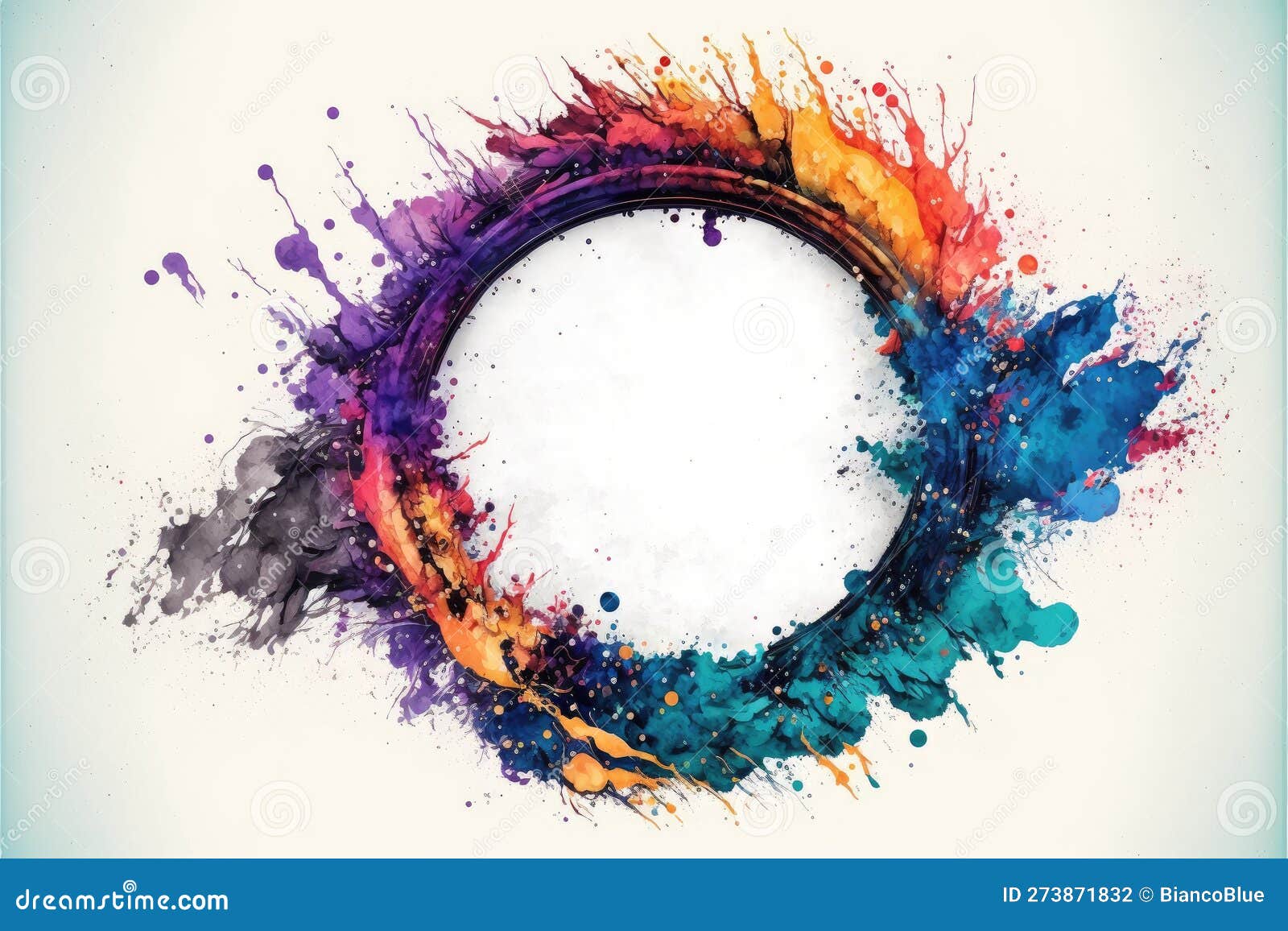 Exploding of Rainbow Colored Powder Explosion in Circle Shape Stock ...