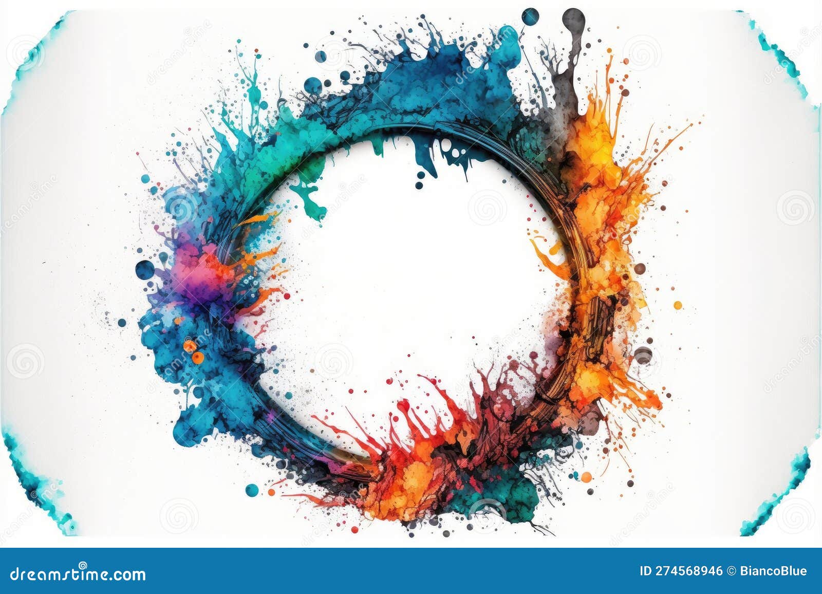 Exploding of Rainbow Colored Powder Explosion in Circle Shape Stock ...