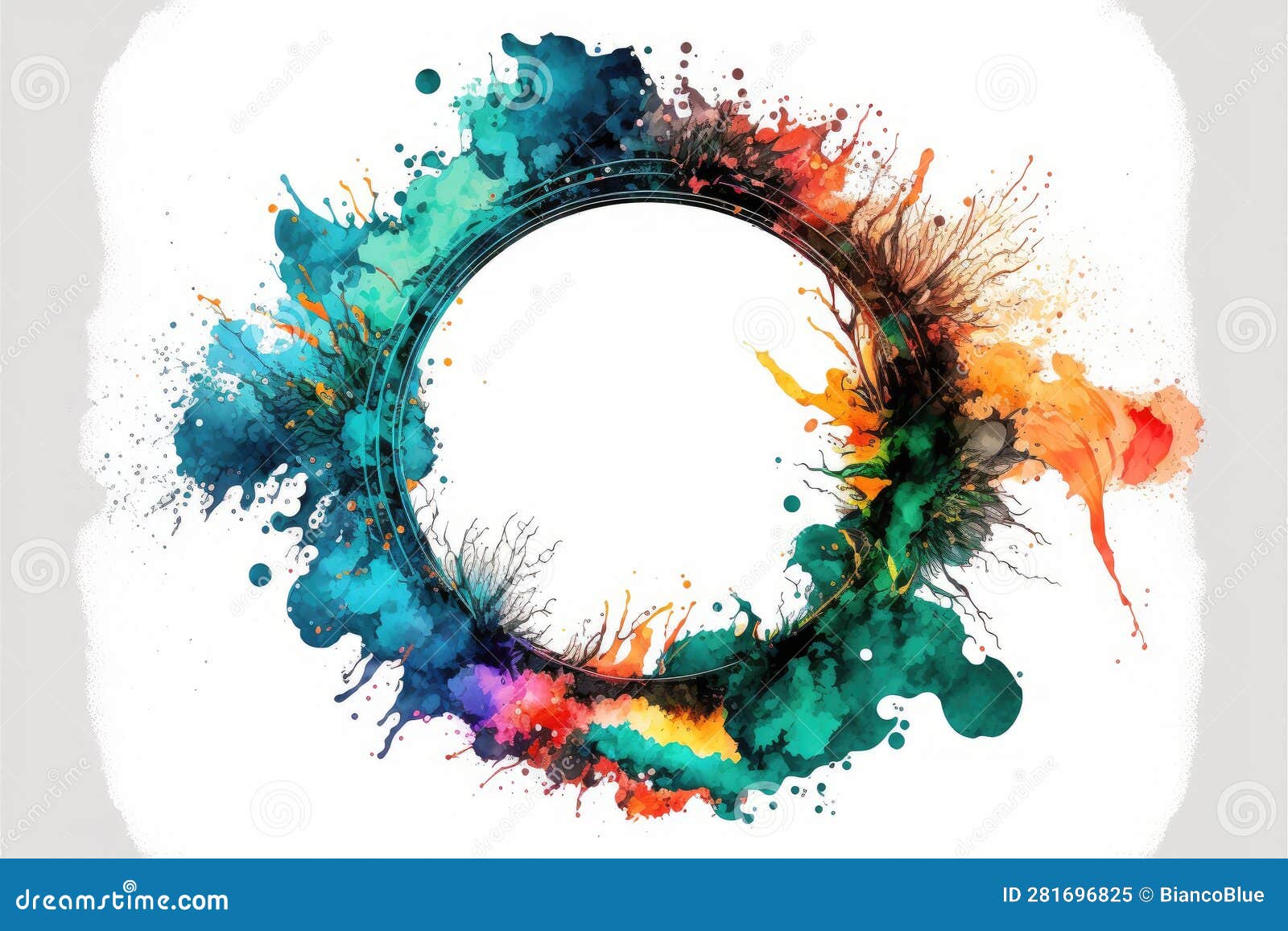 Exploding of Rainbow Colored Powder Explosion in Circle Shape Stock ...
