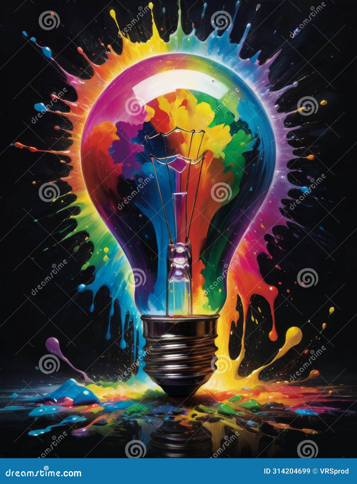 Exploding Rainbow Colors in Lightbulb Stock Image - Image of design ...