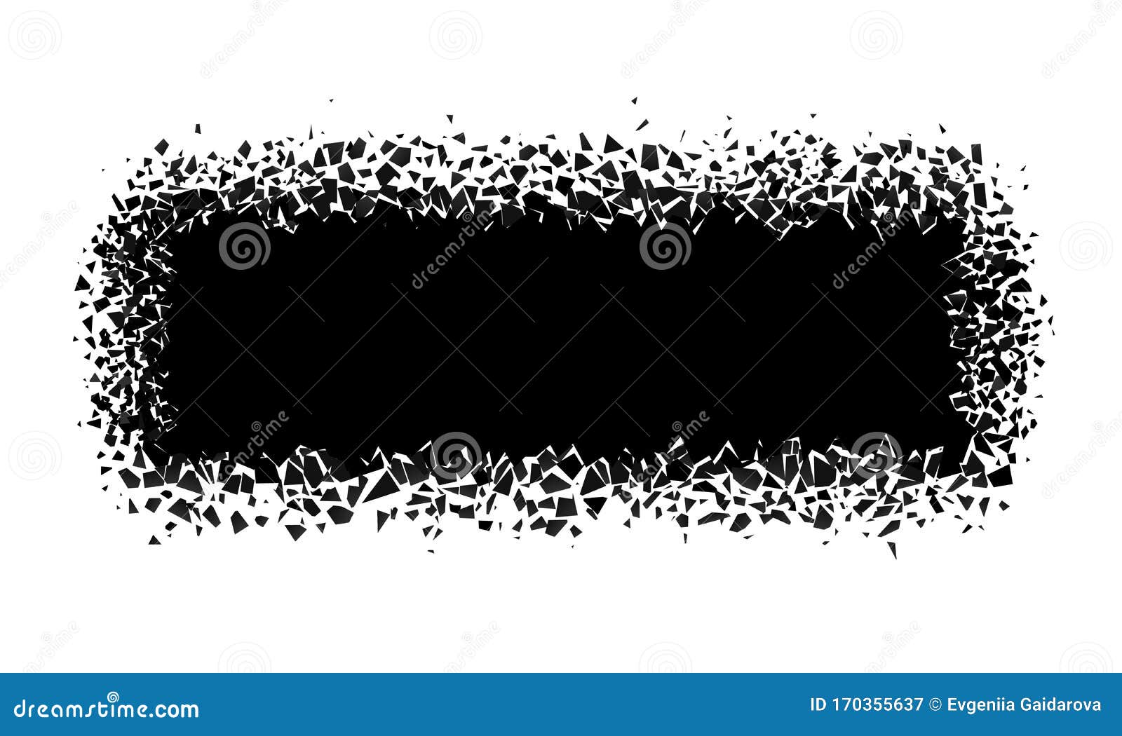 Exploding Rectangle with Debris. Isolated Black Illustration Stock ...