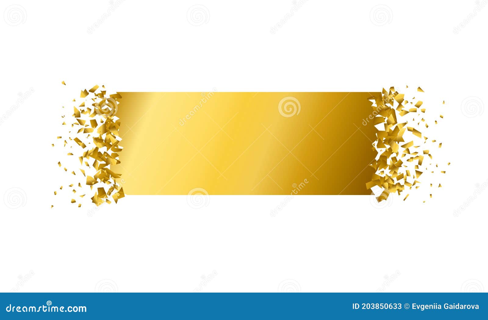 Exploding Rectangle with Debris. Isolated Gold Illustration Stock ...