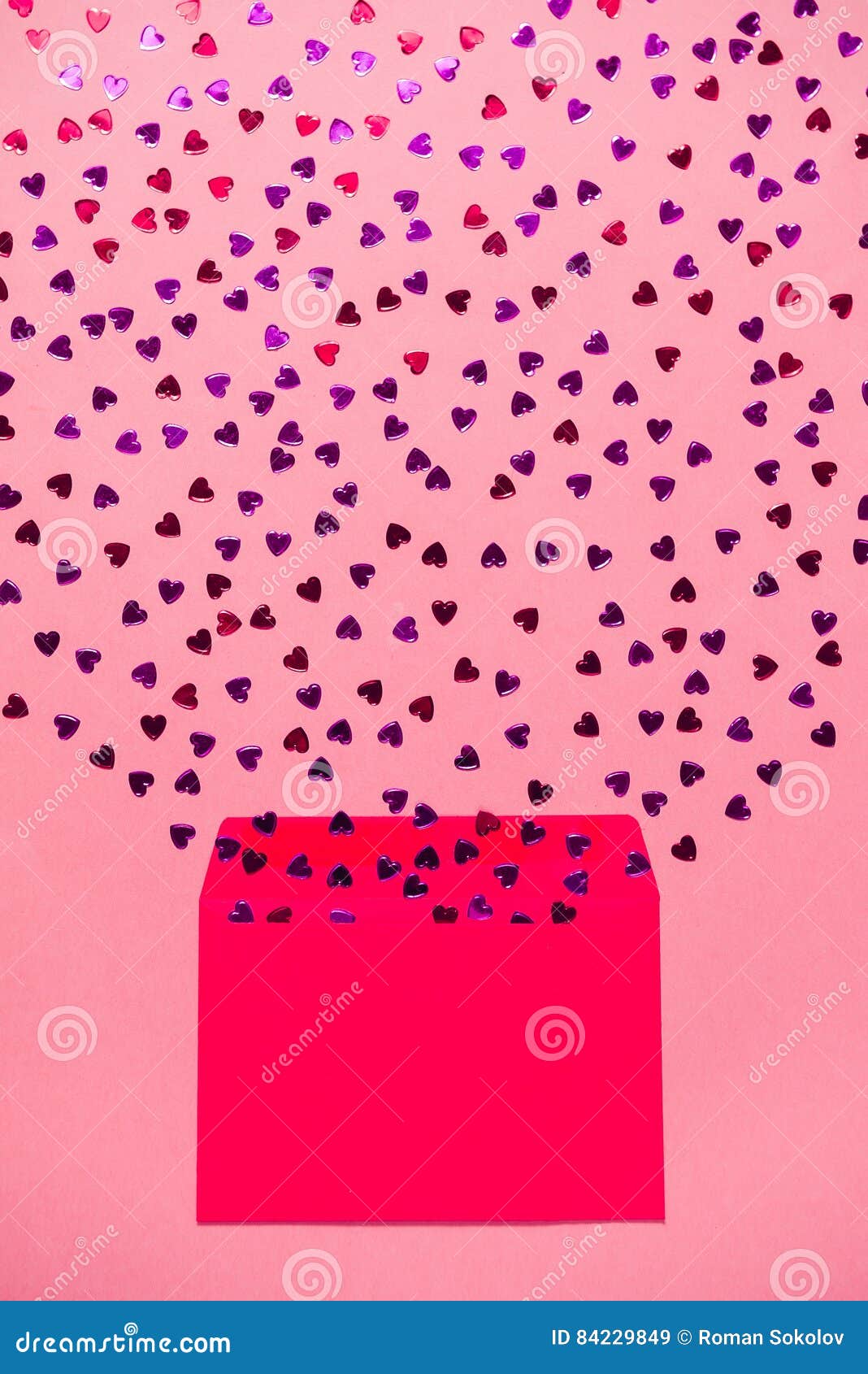 Exploding Red and Pink Heart Confetti from Envelope Stock Image - Image ...