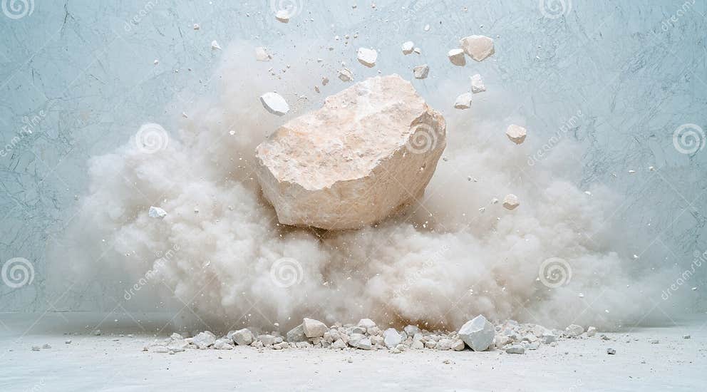 Exploding Rock in Snowy Environment Stock Illustration - Illustration ...