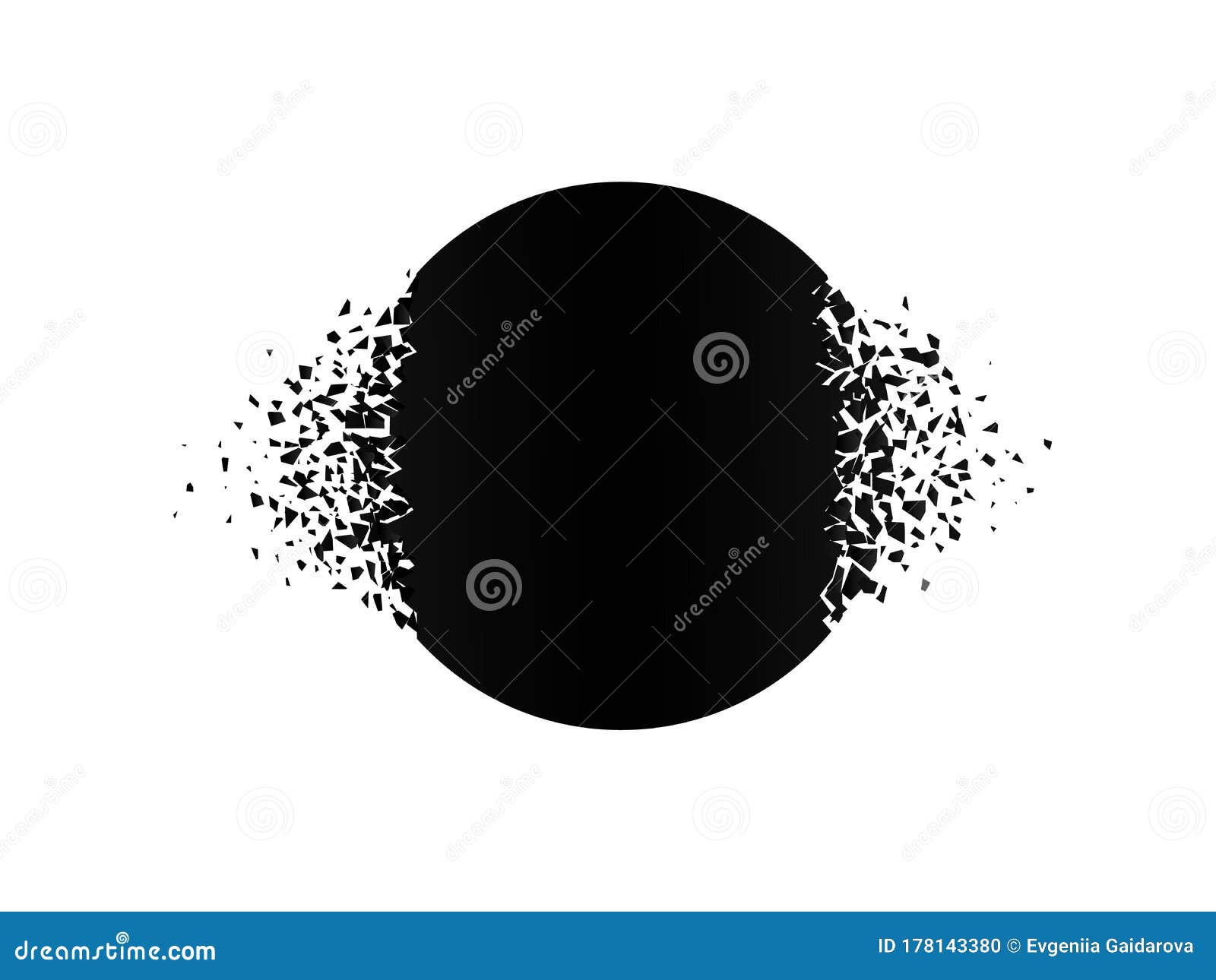 Exploding Round With Debris. Isolated Black Illustration ...