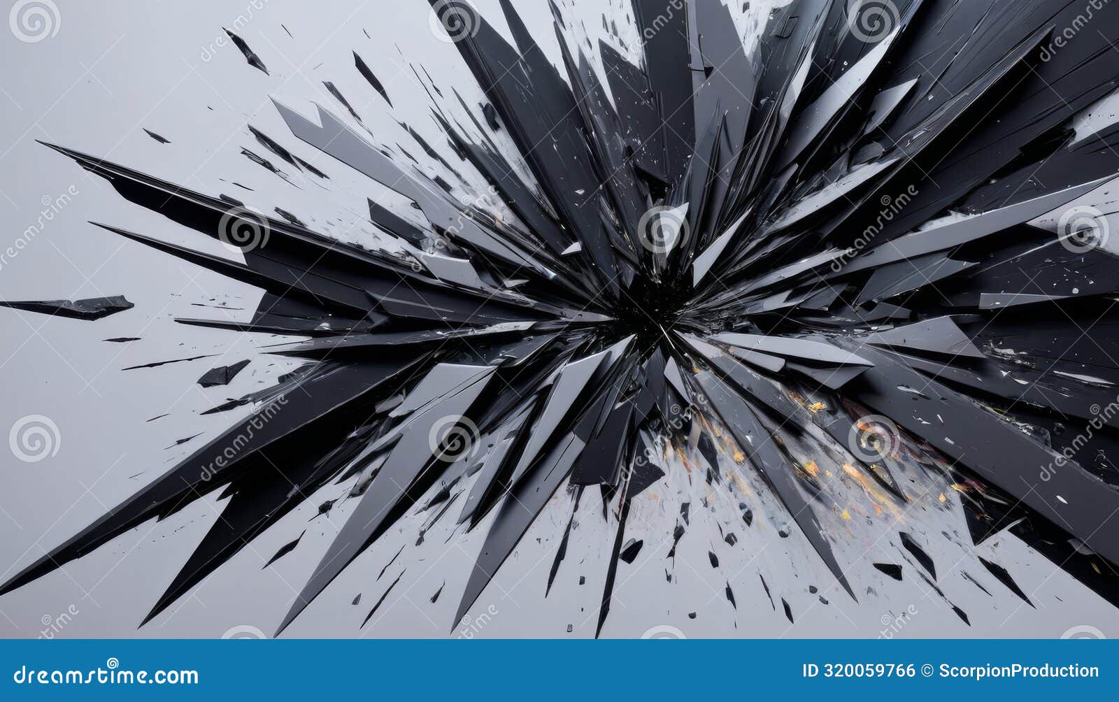 Exploding Shards of Black Glass Stock Photo - Image of force, broken ...